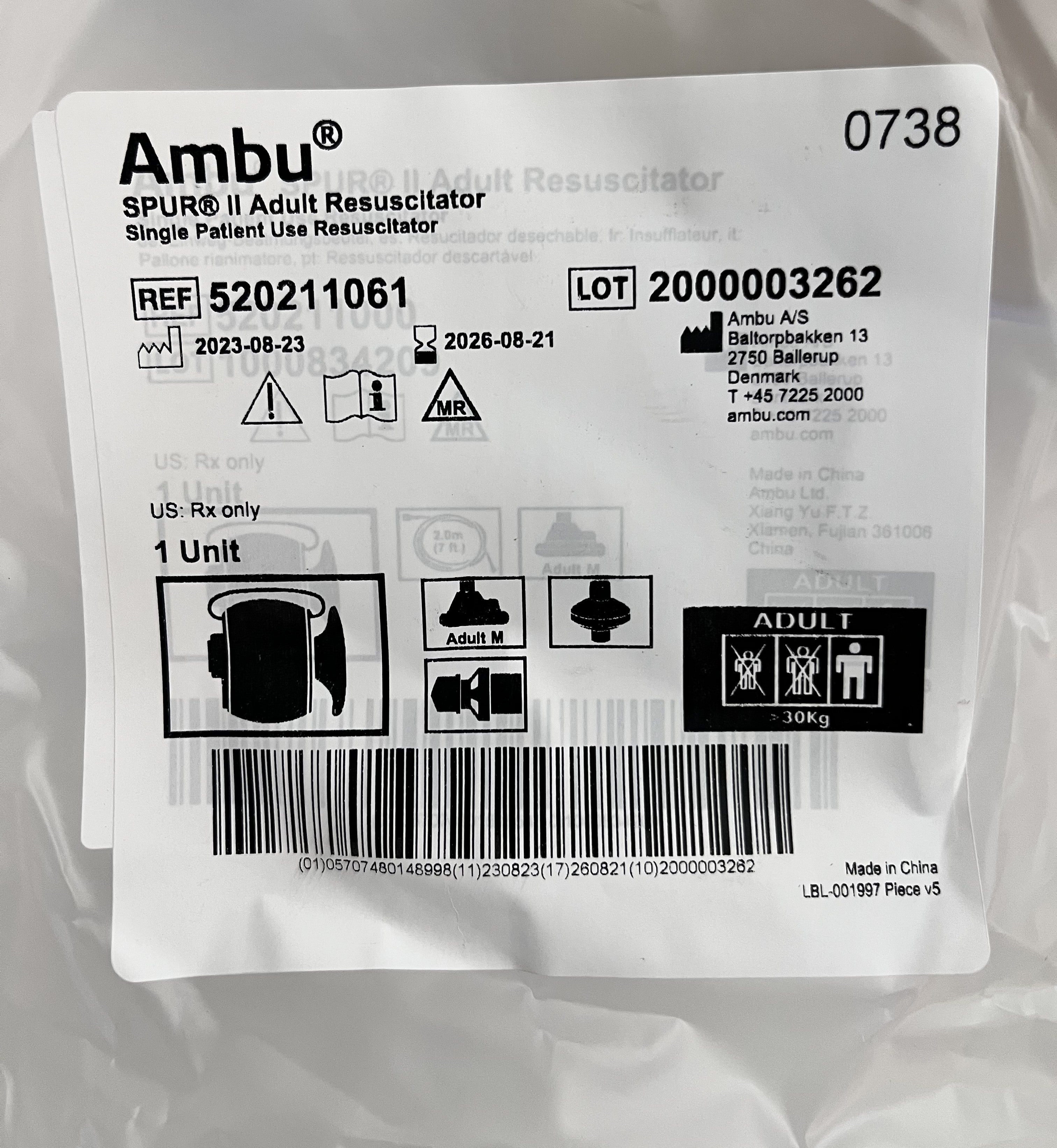 Ambu Spur II Adult Resuscitator 520211061 - Reliable Emergency Device ...