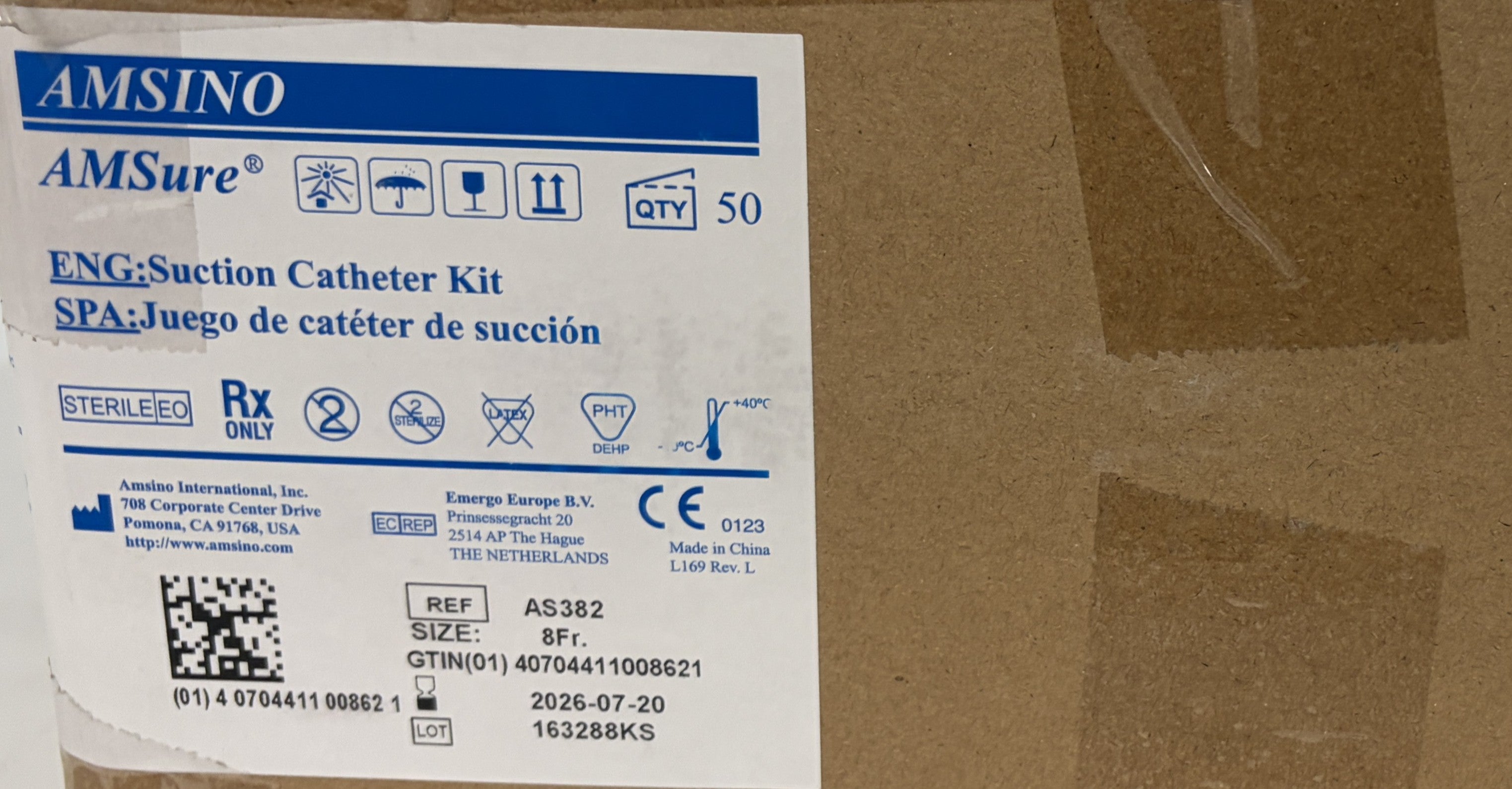 AMSINO AmSure Suction Catheter Kit 8Fr Sterile, AS382 (50/Case ...